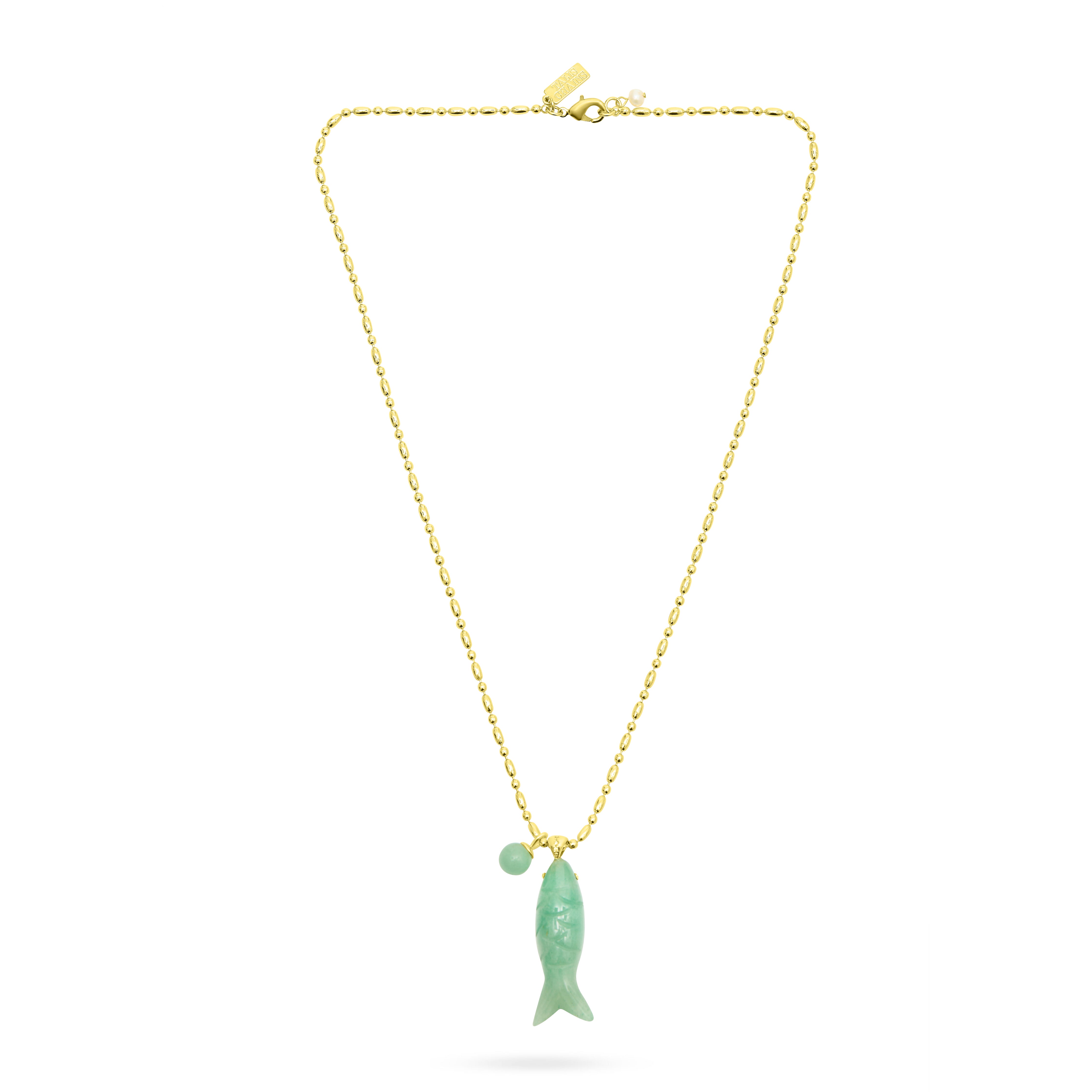 Happy Fish Pendant Necklace Green Jade – Sass & Edge